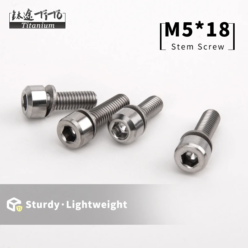 Tito 6pcs Titanium Alloy Bicycle Stem Bolts Screw Ti Bolt Kits With Washer Spacer Taper Head ...