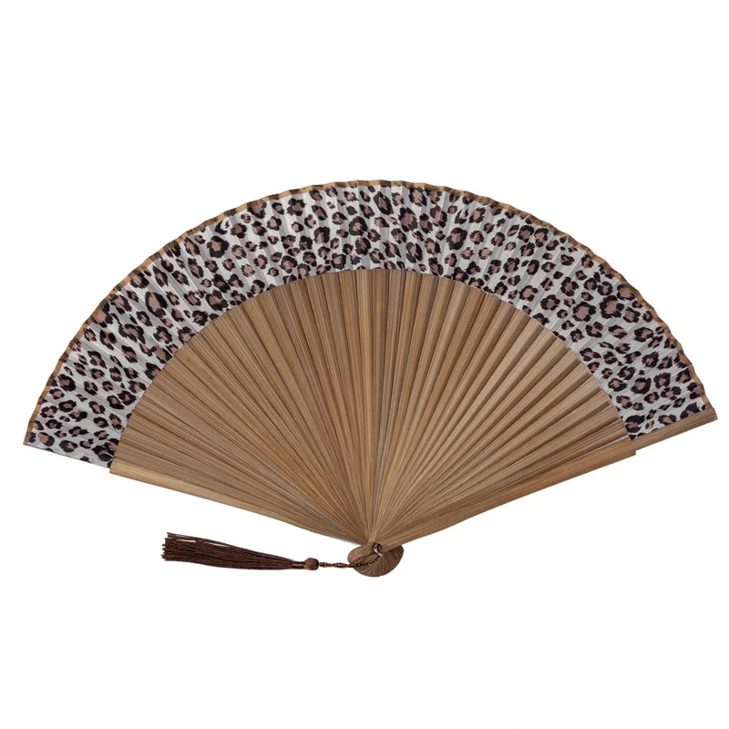 Leopard-Print-Blossom-Print-Folding-Hand-Fans-Flower-Print-Vintage-Fan ...