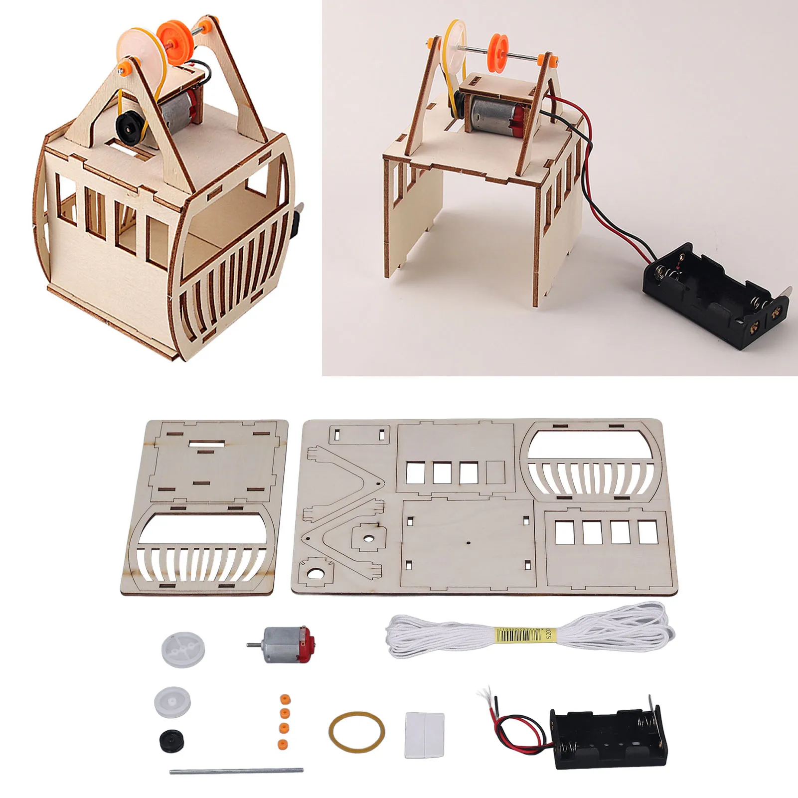 DIY-Wooden-Sightseeing-Cable-Car-Wooden-Science-Experiment-Toy-Kit-for ...