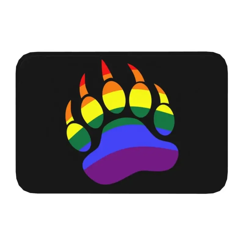 Personalized LGBT Rainbow Bear Paw Doormat Mat Anti-Slip GLBT Gay ...
