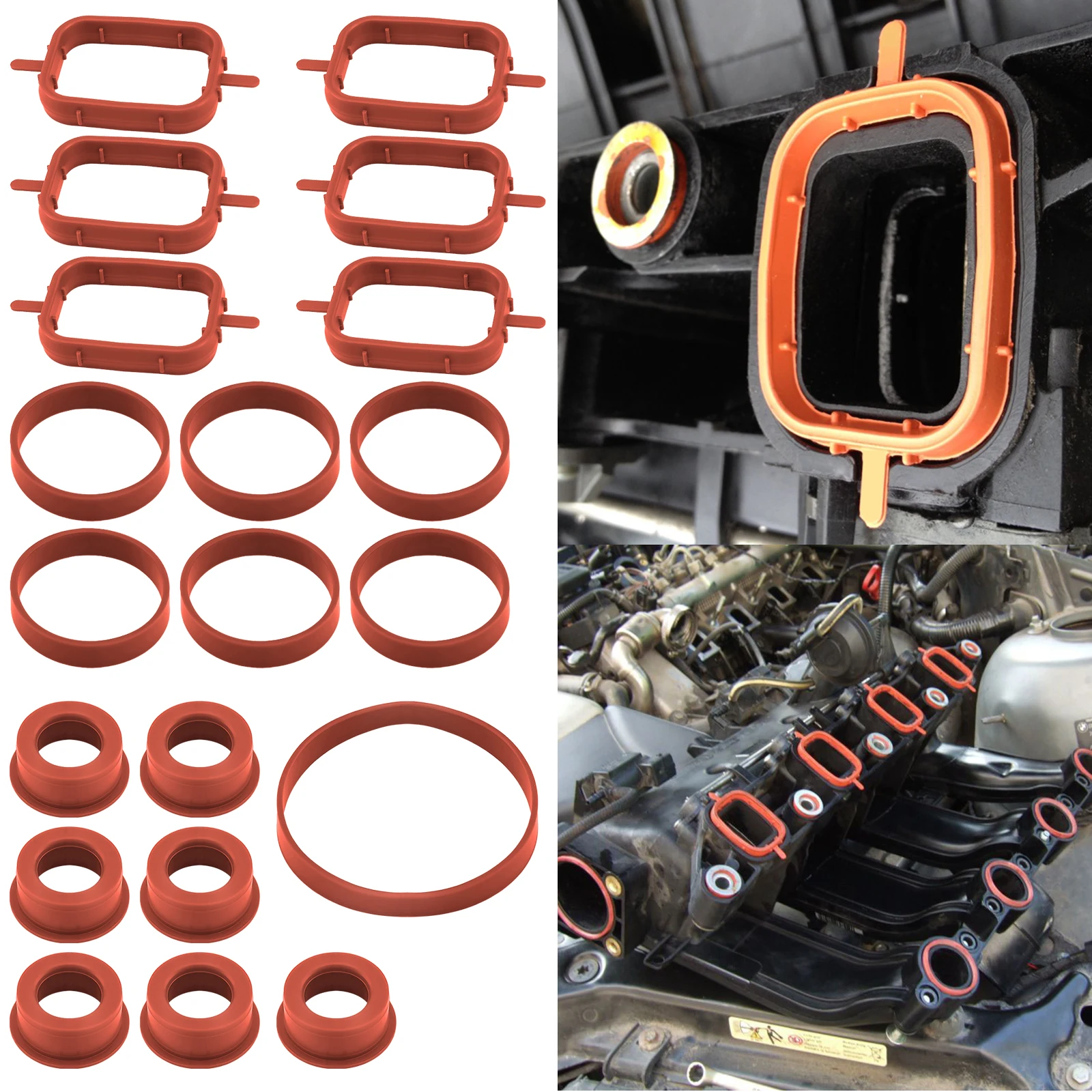 For BMW M47 M57 Intake Inlet Manifold Gasket Kit E39 E46 E90 E83 E53 ...