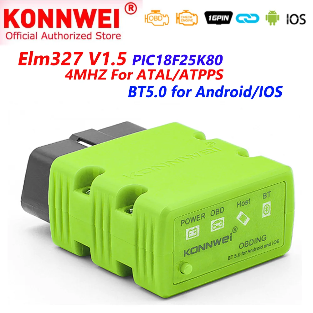 Konnwei Elm327 V1.5 Obd2 Scanner Pic18f25k80 Bluetooth-compatible Kw902 Auto Scanner Obd 2 ...