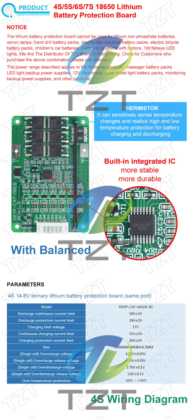 4S/5S/6S/7S BMS 16.8V 21V 20A 18650 Li ion Lmo Ternary Lithium Battery ...