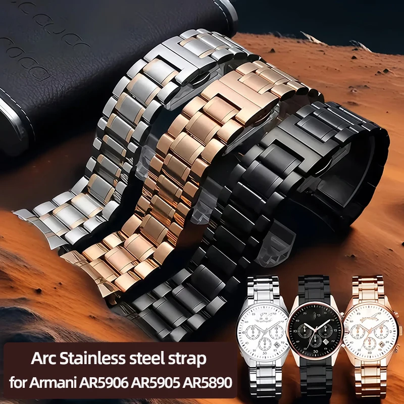 아르마니 AR5906 AR5905 AR5890 AR5889 5858 5920 시리즈 남성용 23mm 여성용 20mm 금속 시계 ...