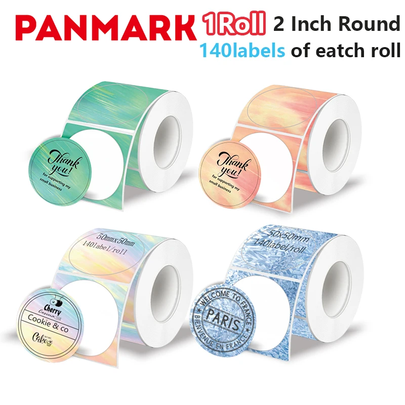 2 Inch 140labels/roll Round color Thermal Labels with Shell Texture fit ...