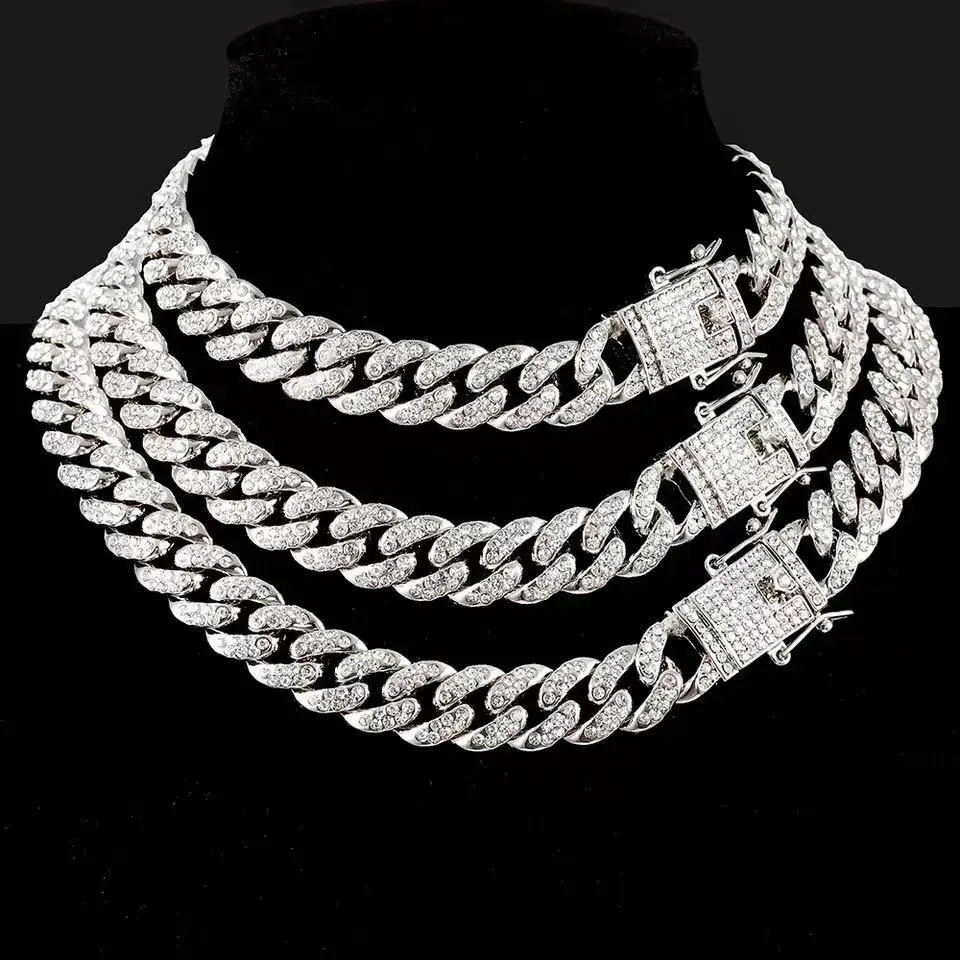 Iced-Out-Necklace-For-Men-Hip-Hop-15MM-Prong-Cuban-Chain-Rapper-Cuban ...