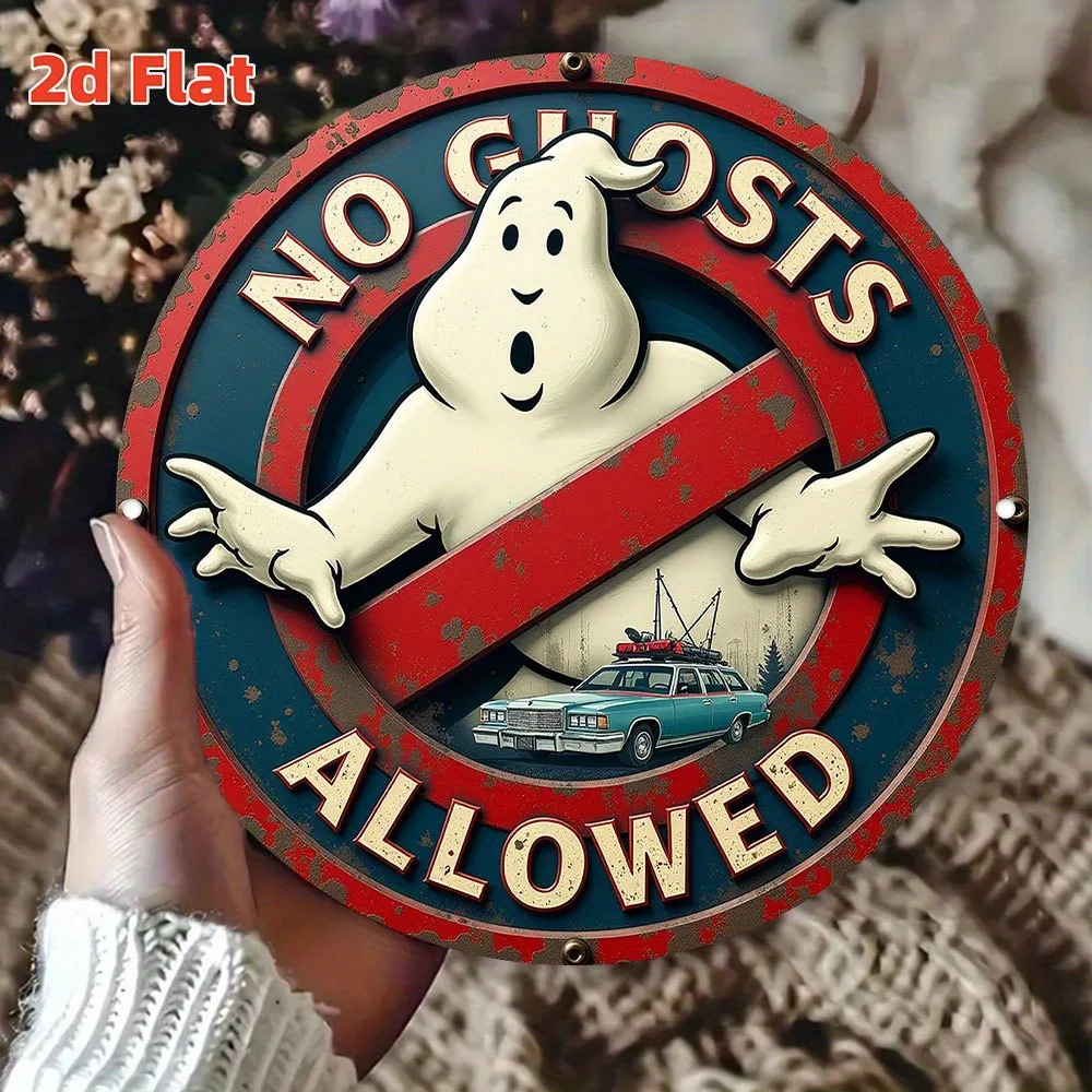 Movie Metal Wall Plaque - No Ghosts Allowed Vintage Ghostbusters Metal ...