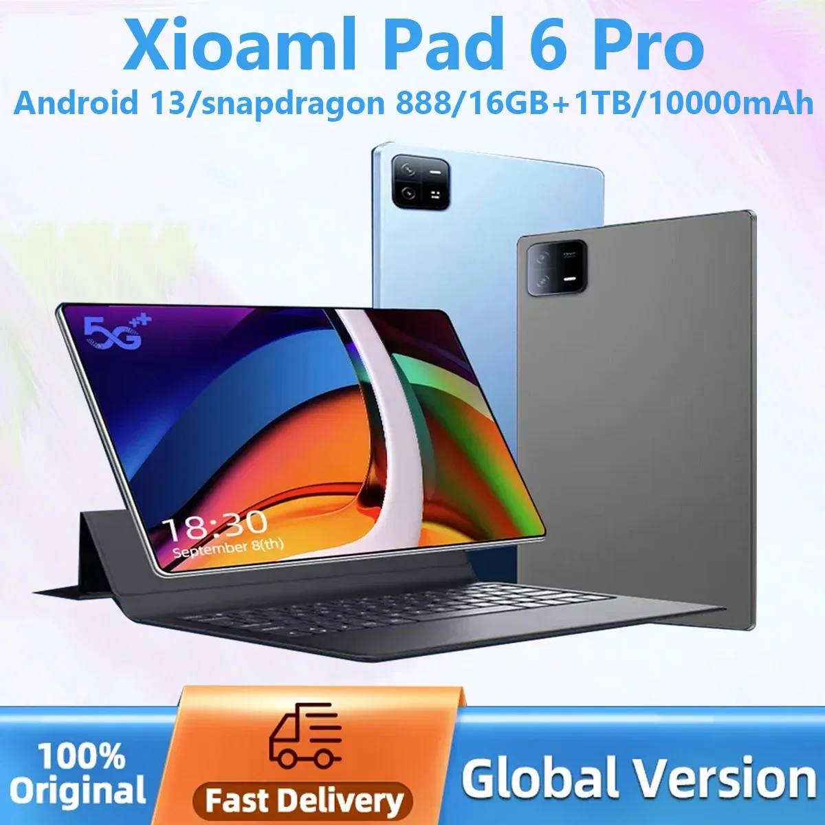 Tablet Versão Global Pad 6 Pro, Android 13, 5G, Dual WiFi, HD, 4K, 16GB ...