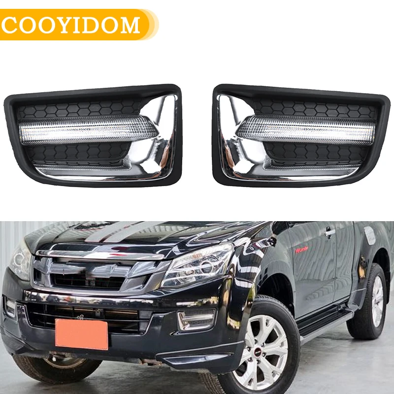 1 Set LED DRL Daytime Running Lights Fog Light Fog Lamp Cover with Turn ...