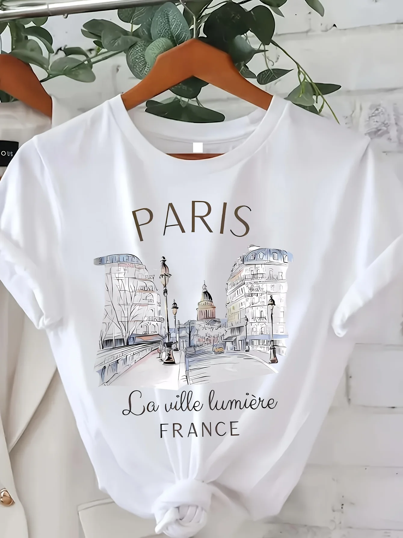 Paris-Women-Print-T-shirt-Girl-Short-Sleeve-Crew-Neck-Casual-Top-for ...