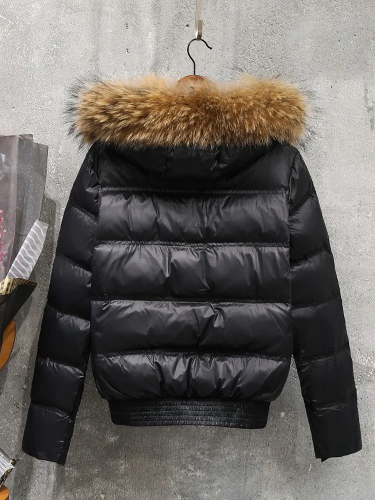 Abrigo-de-piel-de-mapache-para-mujer-Chaqueta-corta-con-capucha-c-lida ...