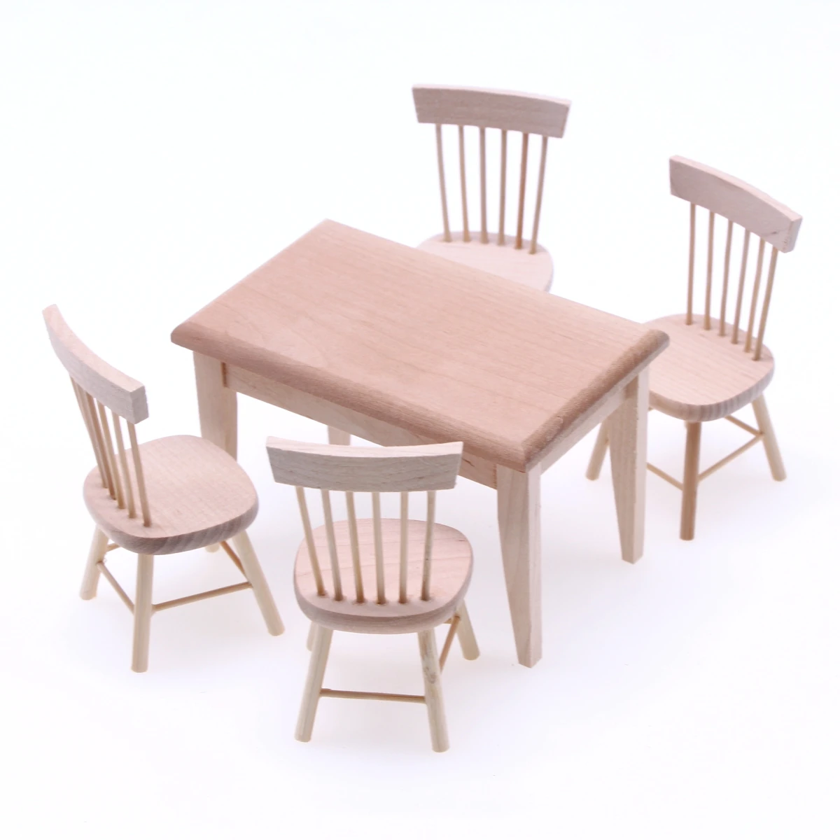 1Set Dollhouse Miniature Nature Wooden Dining Table Chair Mini Kitchen ...