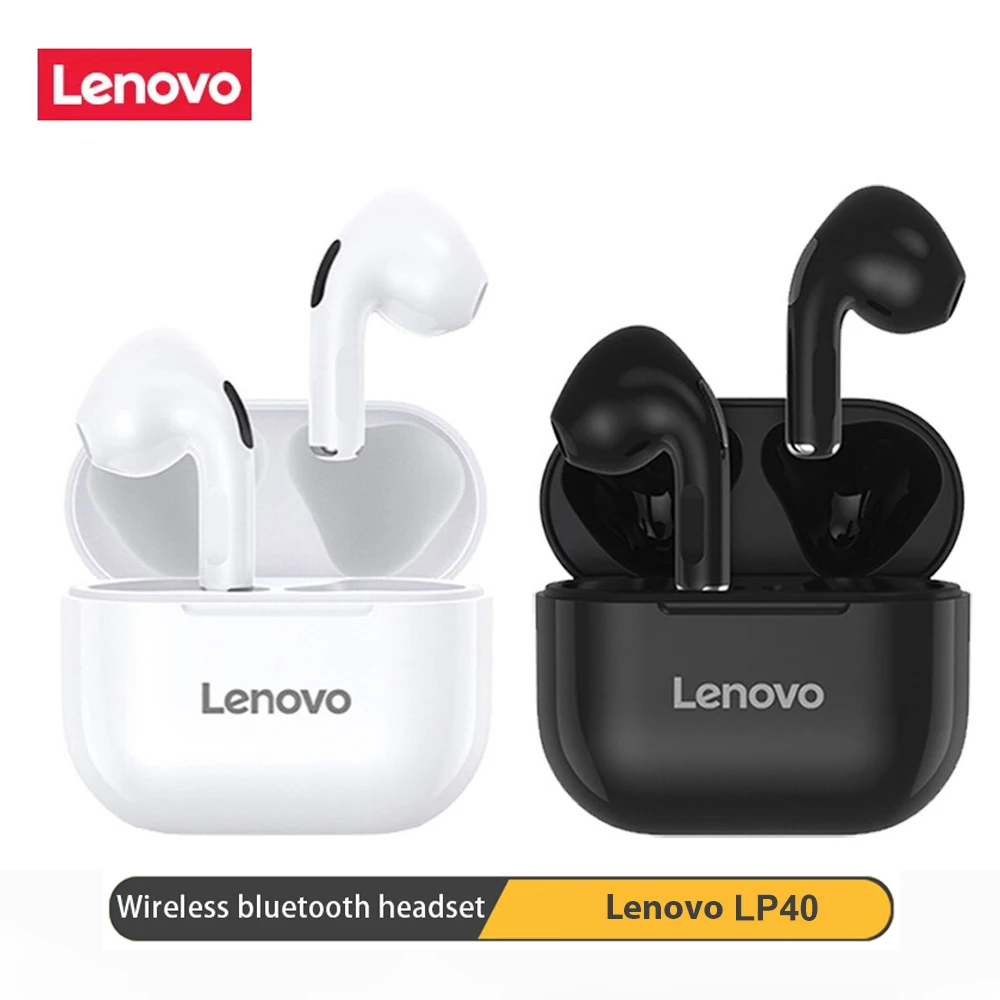 Lenovo auriculares inalámbricos LP40, cascos con Bluetooth 5,0, estéreo Dual, reducción de ruido ...