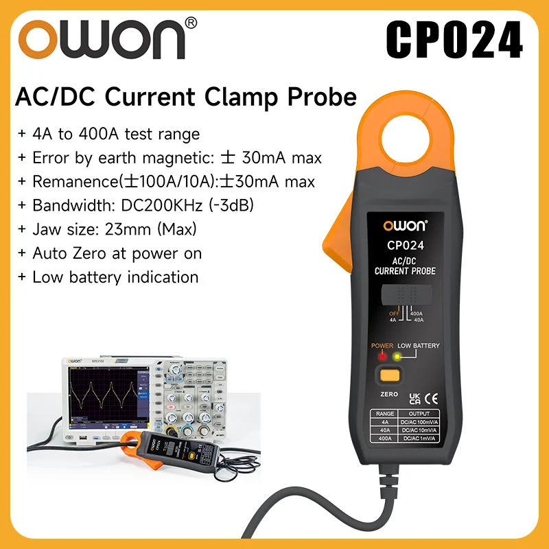 OWON-CP024-Jawed-Triple-Gear-Current-Clamp-AC-DC-Current-Probe-For-Digital-Storage-Oscilloscopes ...