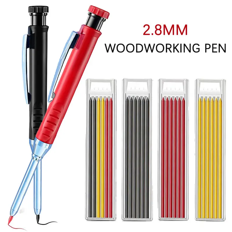Solid-Carpenter-Pencil-with-Refill-Lead-and-Built-in-Sharpener-for-Deep ...