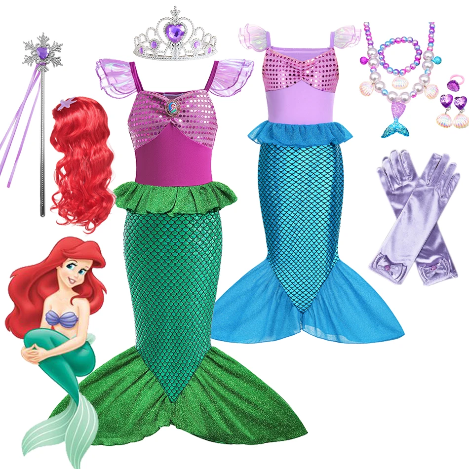 Disney-Little-Mermaid-Ariel-Princess-Costume-Kids-Purple-Dress-For ...