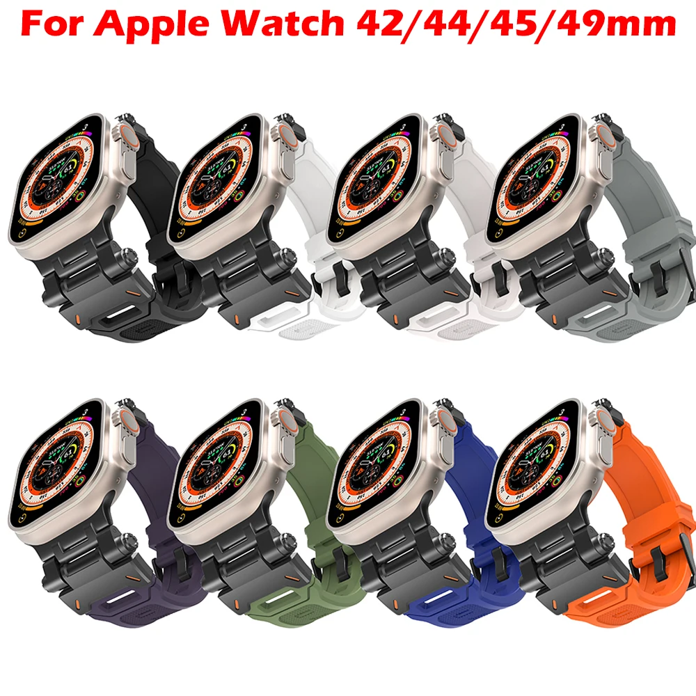 Colorful Sport Watchband For Apple Watch Band 42/44/45mm Silicone ...