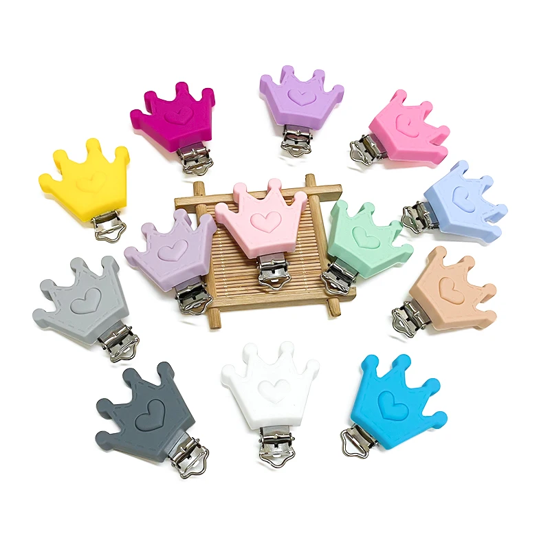 3pcs Silicone Crown Pacifier Clip Pacifier Chain Holder Soother Nursing ...