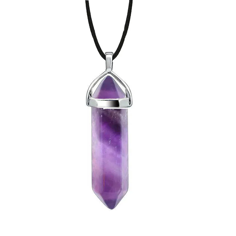 Collier Hexagonal En Cristal Rose Violet Pour Femmes Pendentif En ...