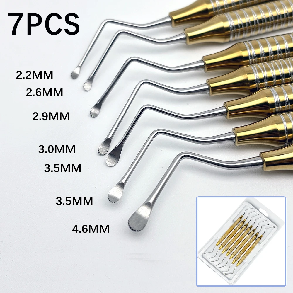 7Pcs-Dental-Curette-Jagged-Curettes-Kit-Dental-Scaler-Gracey-Bone ...