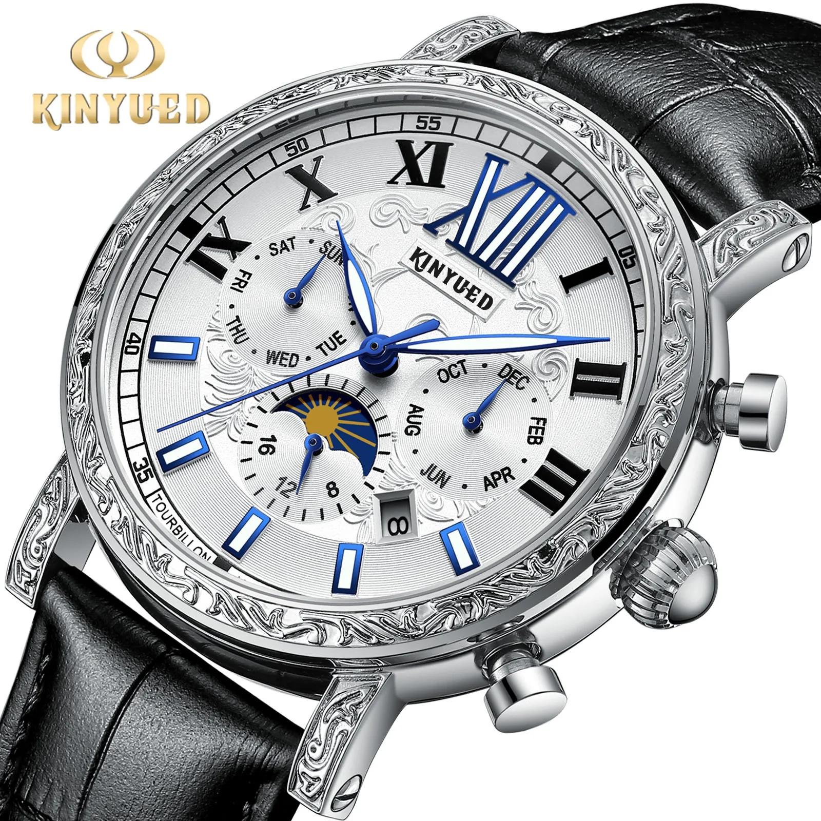 2023 Kinyued Men's Automatic Mechanical Wristwatch Multi-function ...