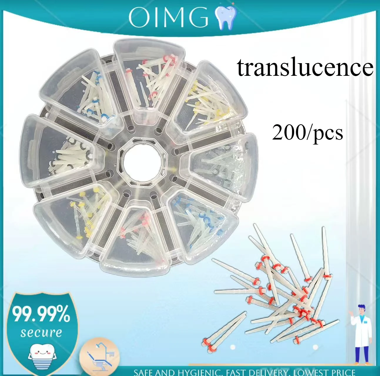 Restaurador de dientes de cuarzo de vidrio, 200 Uds., 1,2/1,4/1,6/1,8mm ...