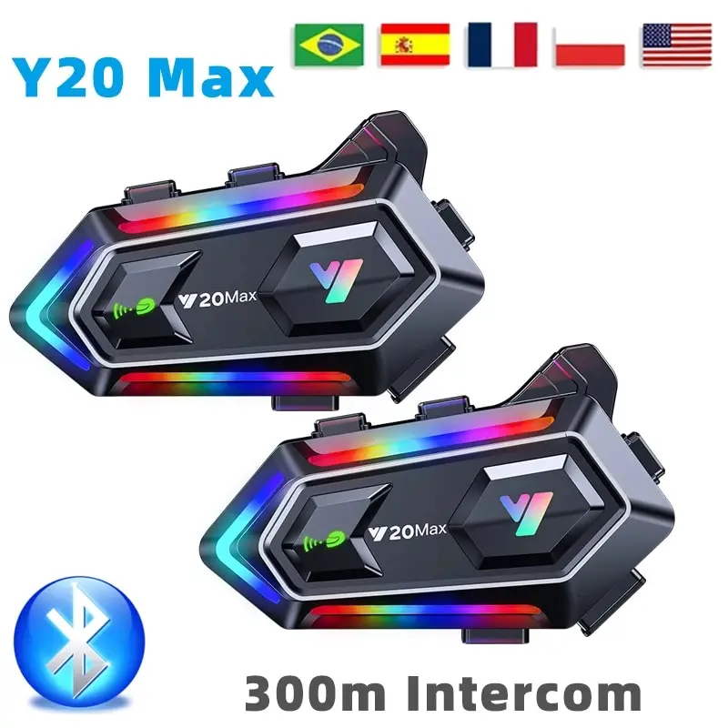 Y20-MAX-Motorcycle-Helmet-Bluetooth-Headset-Intercom-RGB-Colorful-Light ...