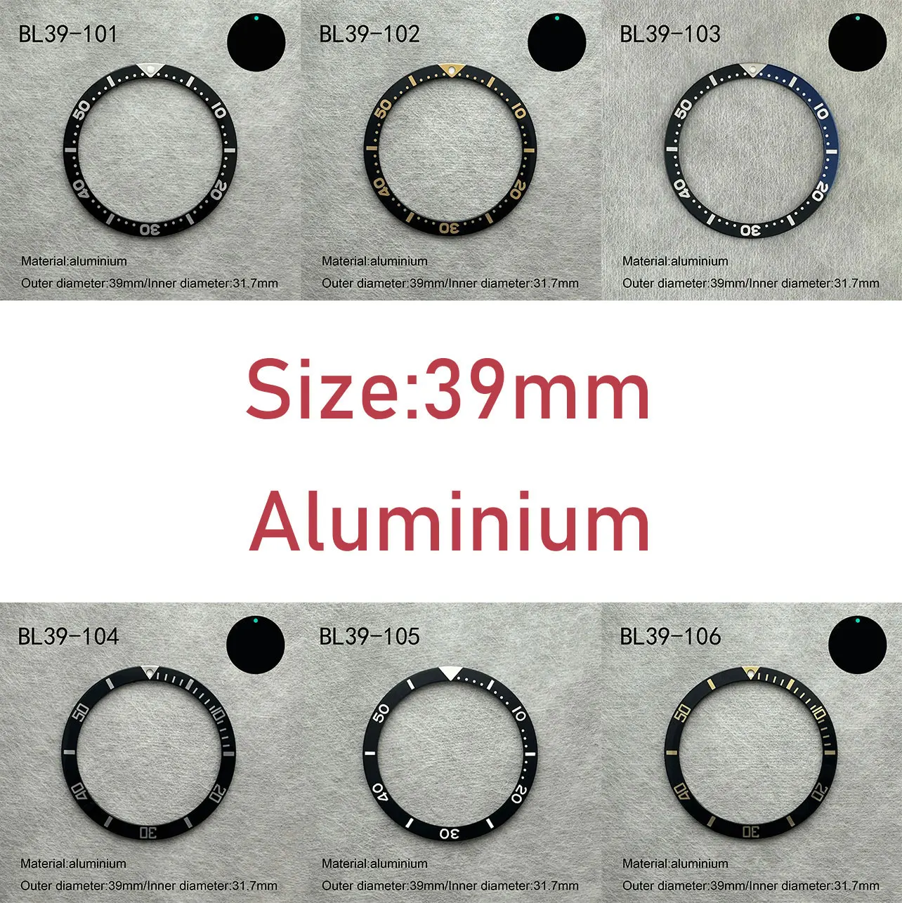 Watch-Bezel-39mm-Luminous-bead-Watch-Ring-Aluminium-Bezel-Insert ...