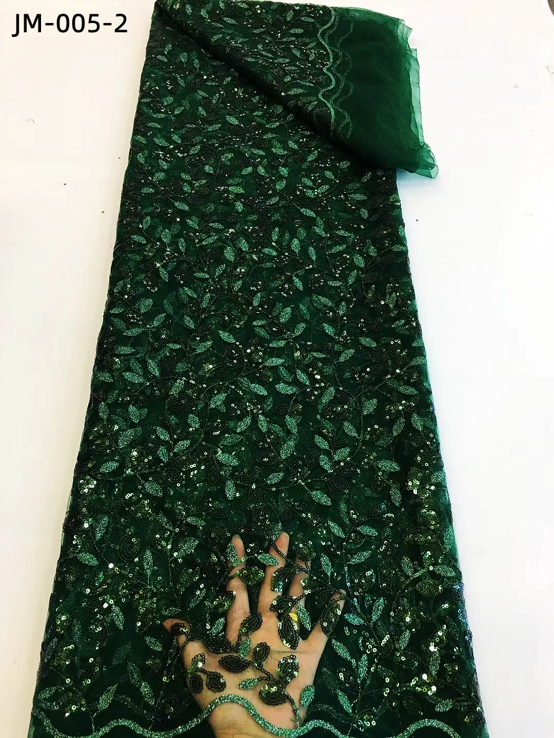 Green-Black-African-Lace-Fabric-High-Quality-Fabrics-for-Sewing-Leaf ...