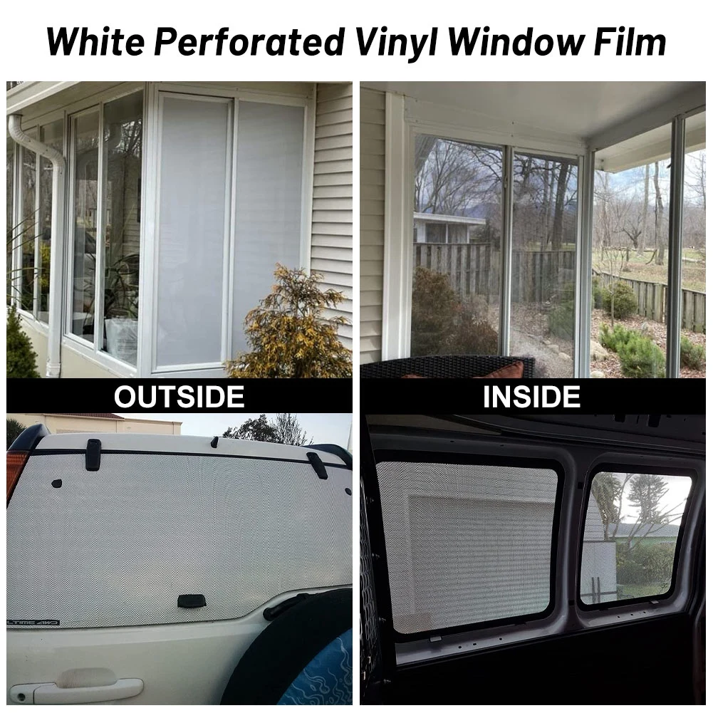 White Perforated Vinyl Window Film, Mesh Stickers Room Privacy Window ...