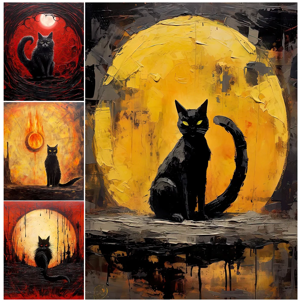 Abstract Black Cat Art