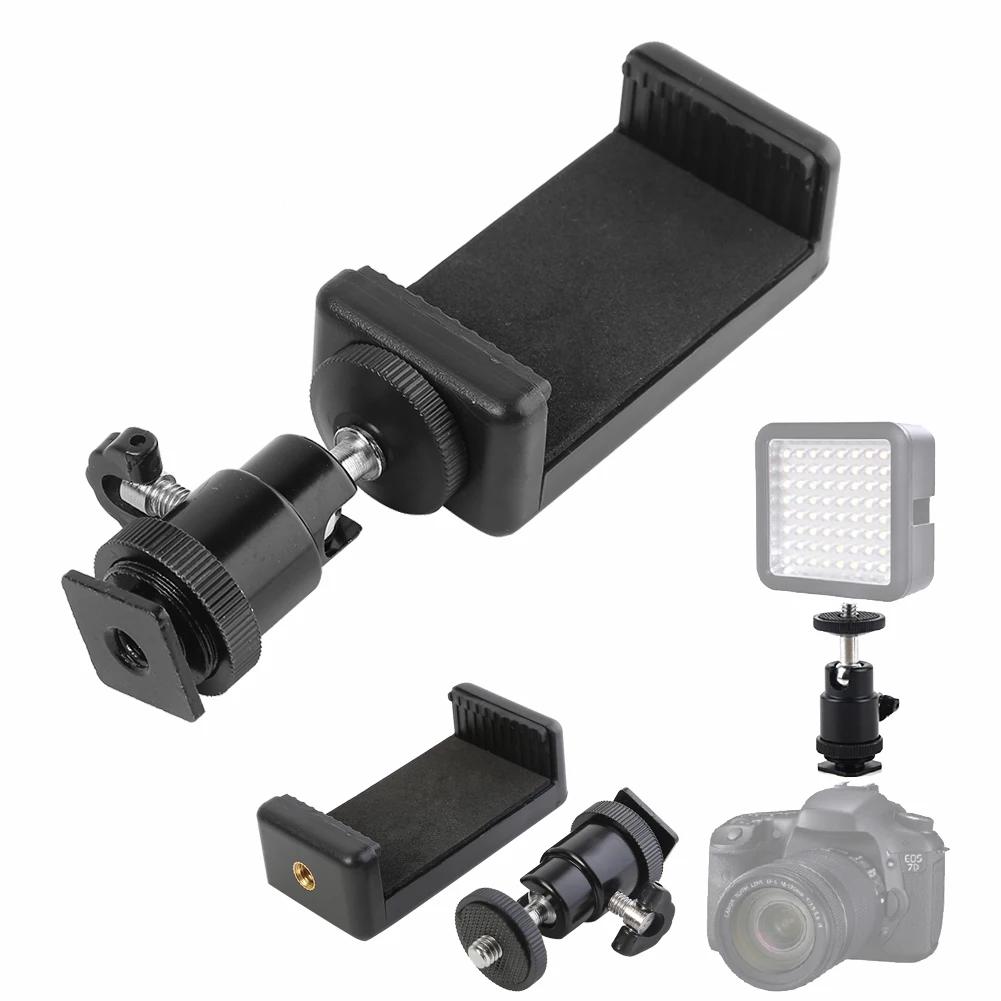Mobile-Phone-Clip-Holder-Adapter-Mount-Metal-Hot-Shoe-Ball-Head-DSLR ...