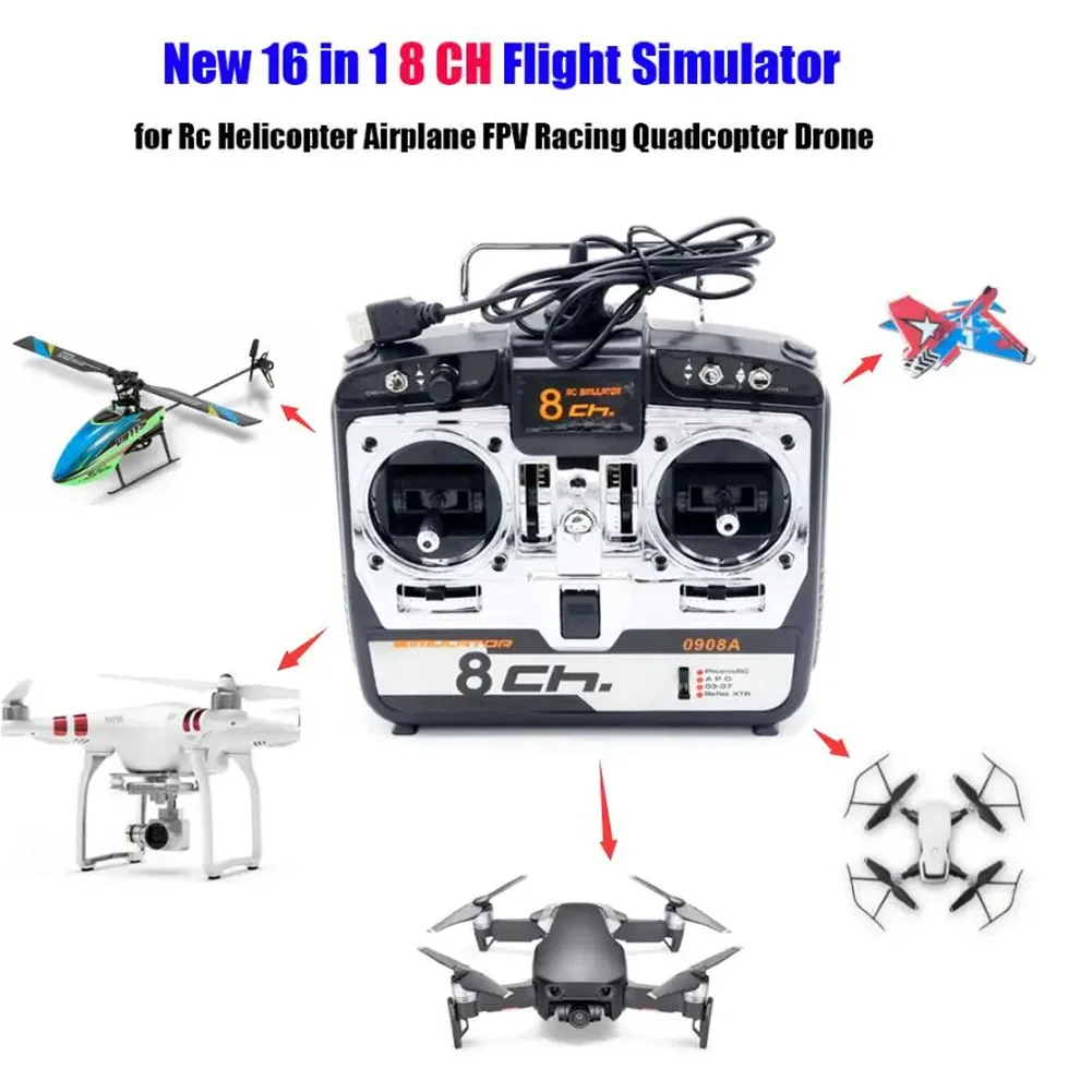 16 in 1 8CH Flight Simulator for Rc Helicopter Airplane FPV Racing ...