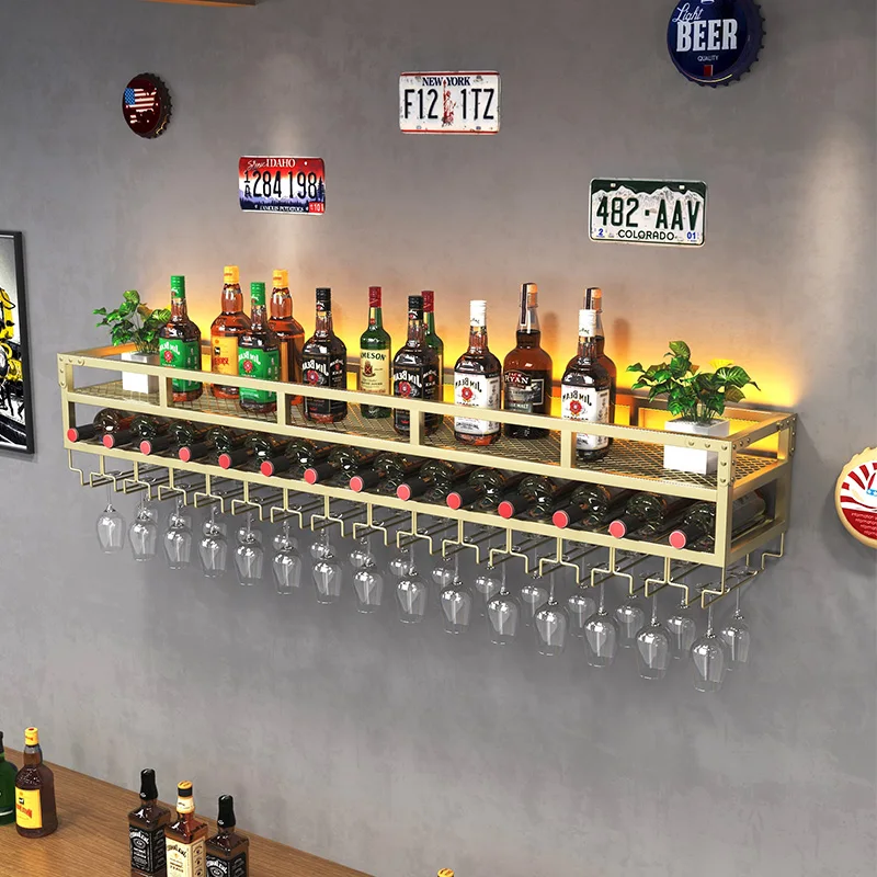 Estante de vino colgante de pared para Bar, gabinete de vino para comedor, estante de copa de ...