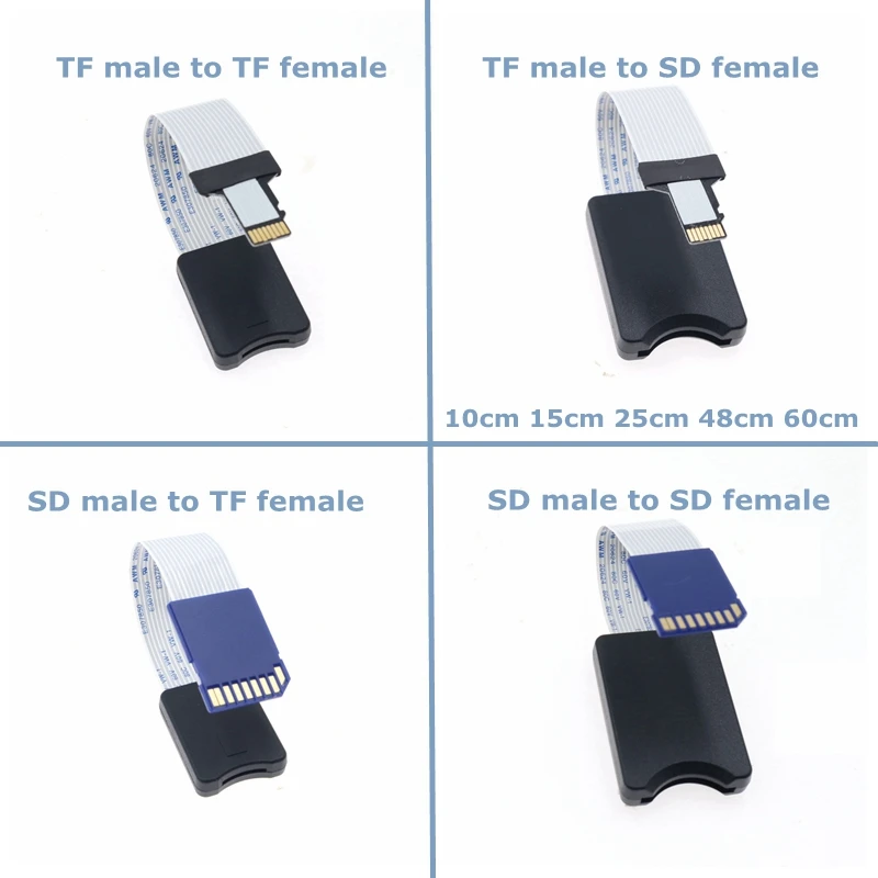 0.1m 0.6m FFC Cable SD Card Female Head to TF Micro SD Male Head SD/TF ...