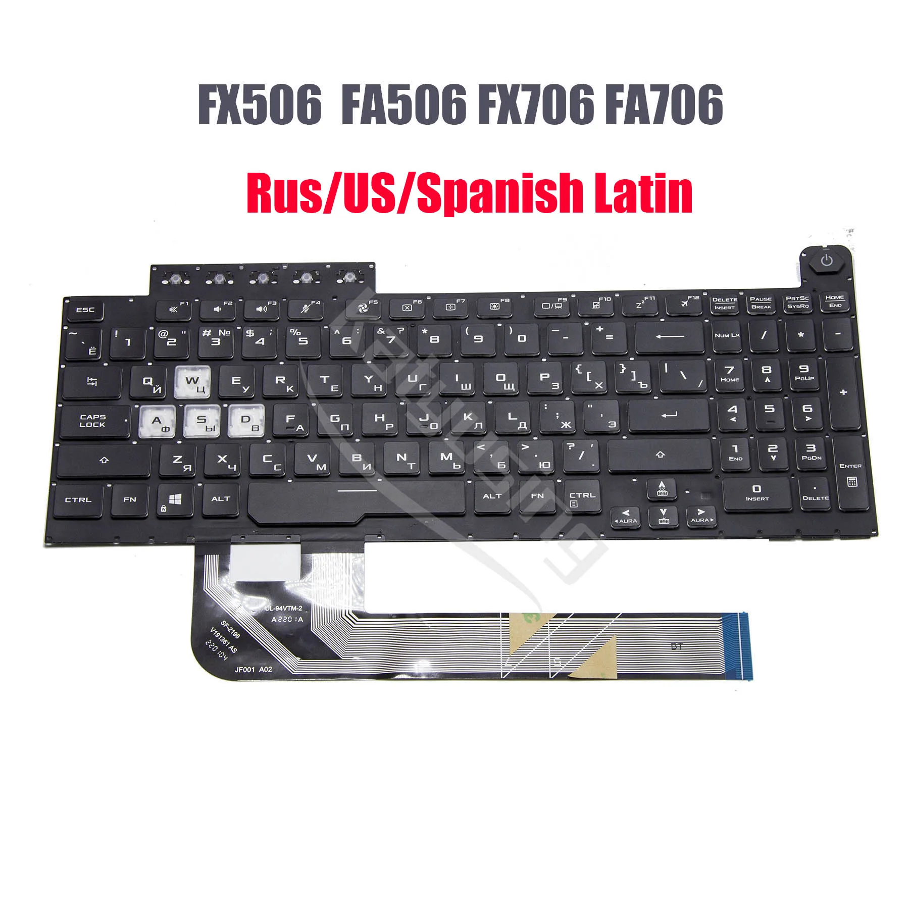 Rus US Spanish Latin Keyboard for ASUS TUF Gaming FX506 FX506L FA506 ...