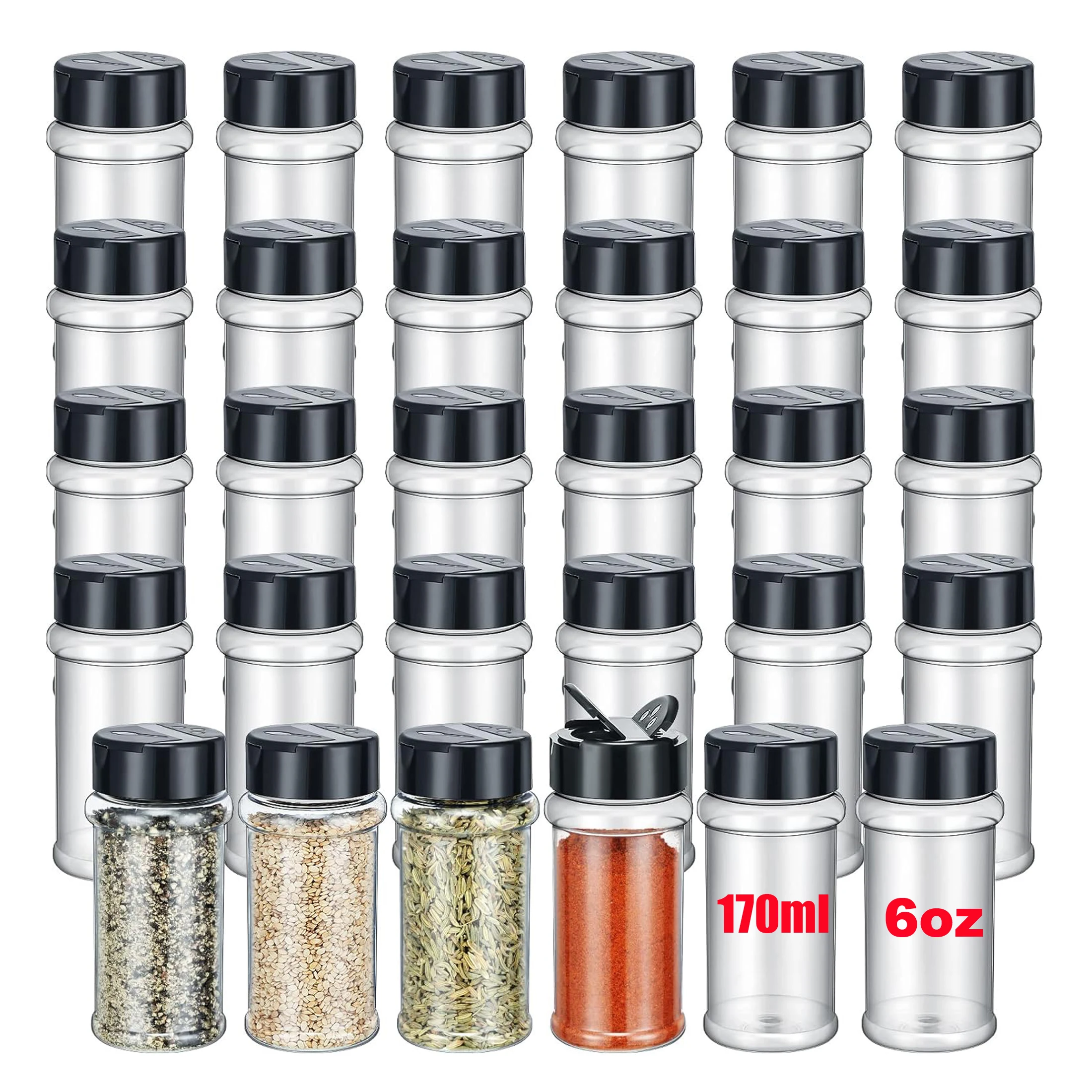 170ml Transparent Plastic Spice Cans with Shaker Lid Kitchen Seasoning ...