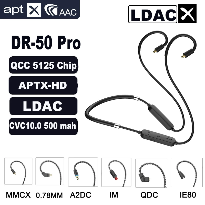 무선 블루투스 이어폰 업그레이드 케이블, LDAC QCC5125 APT X 적응형 HiFi 이어폰, 0.78 핀, MMCX UE/QDC A2DC/IE80 IE40 ...