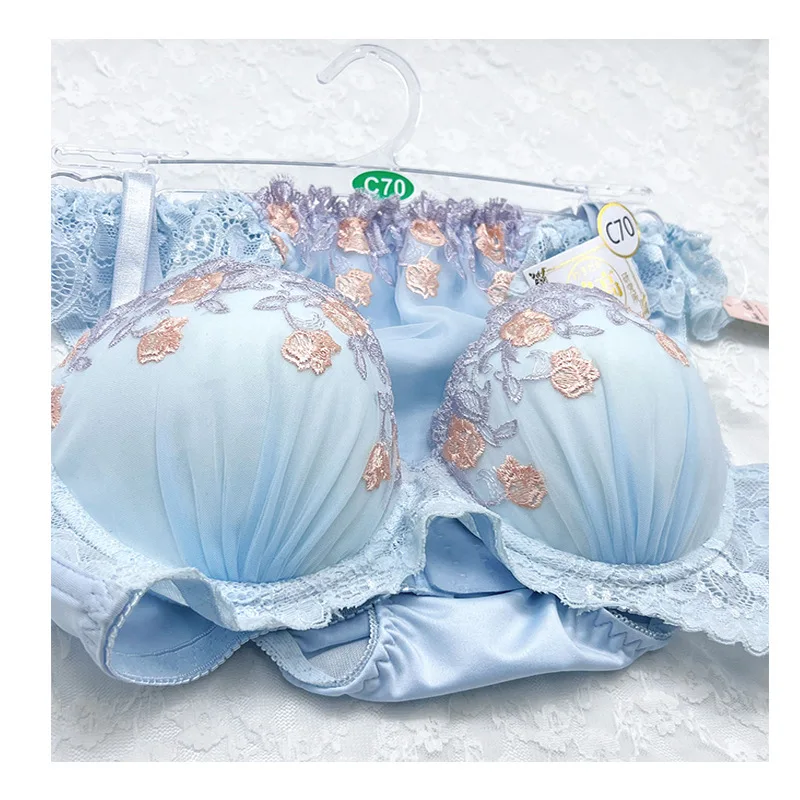Lace-embroidery-sexy-non-steel-ring-underwear-comfortable-breathable-adjustable-bra-set-upper ...