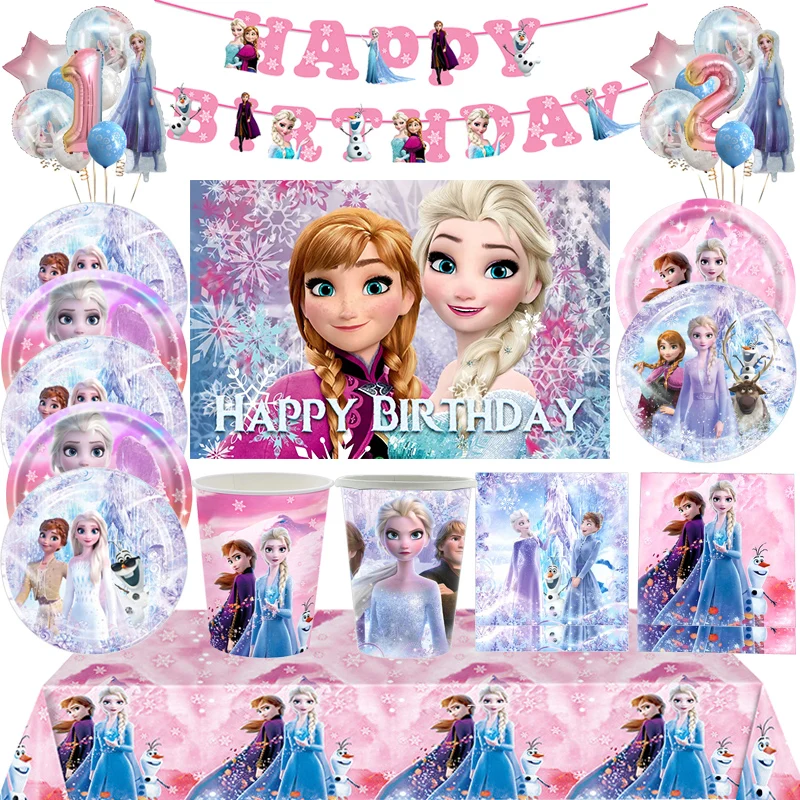 Disney-Frozen-Elsa-Anna-Theme-Girl-Birthday-Party-Decoration-Snow-Queen ...