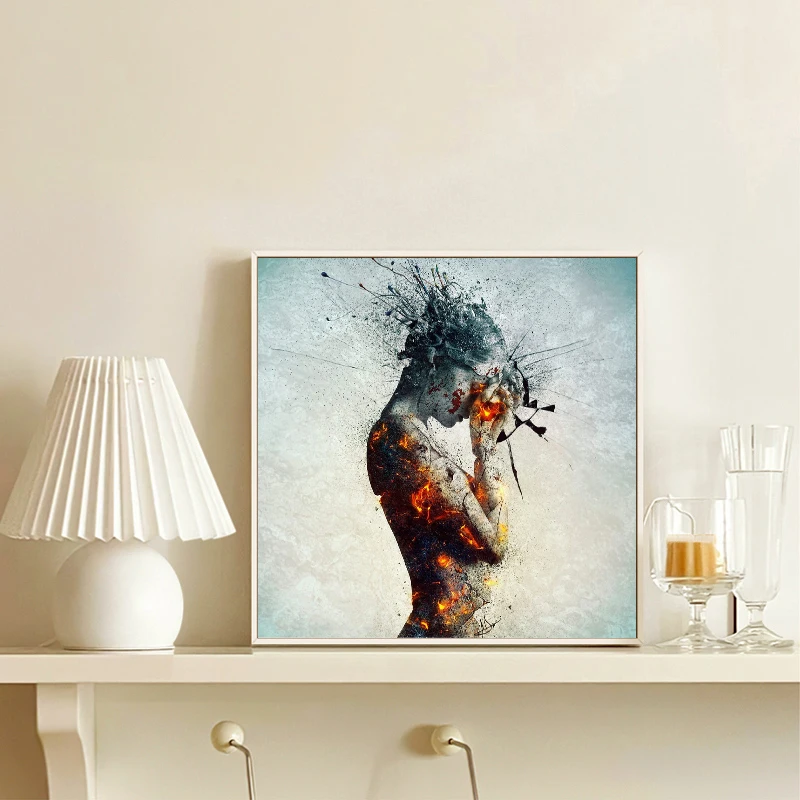 Modern-Woman-Lost-In-Unsettling-Thoughts-Painting-Picture-Abstract ...