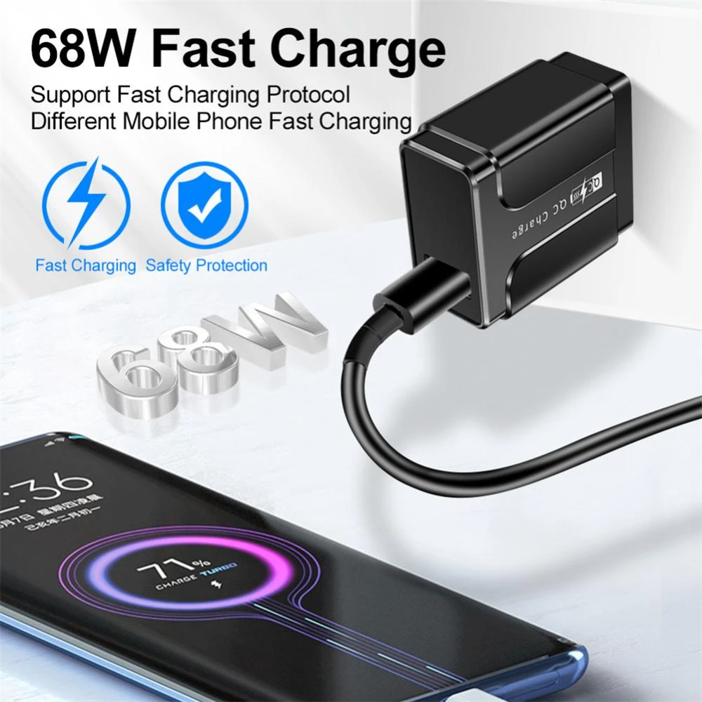 Cargador Usb de carga súper rápida de 68w, cargador súper rápido que ...