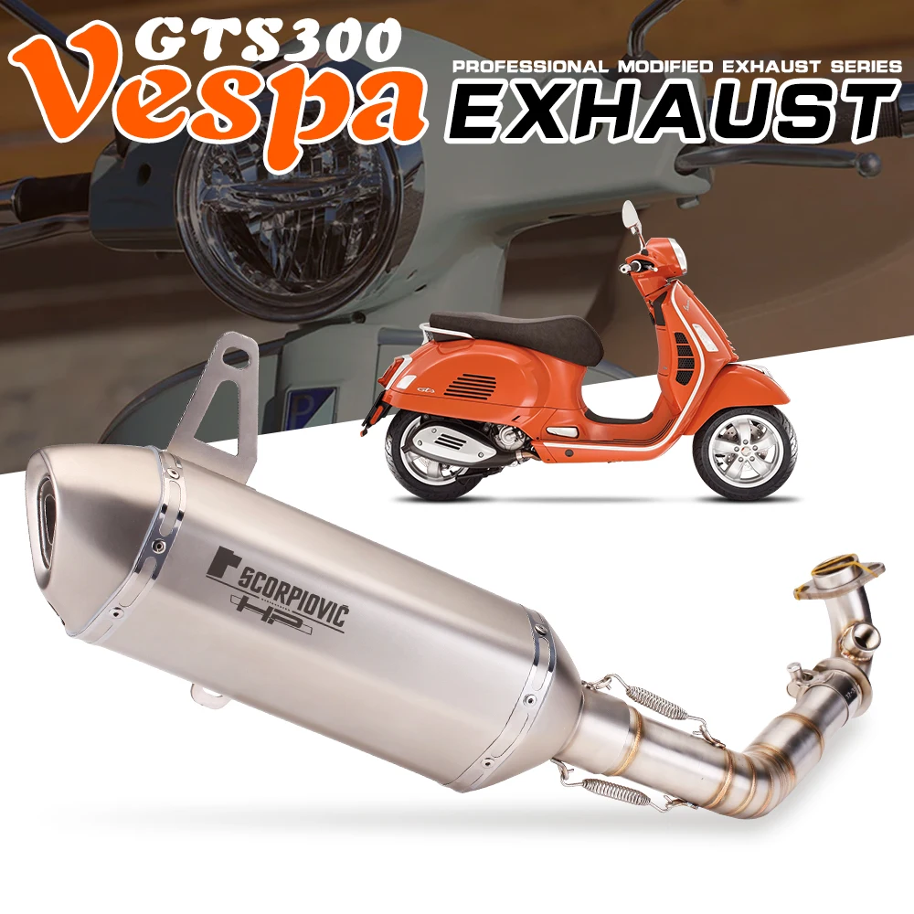 For vespa GTS300 Motorcycle System Escape Slip On Front Tube Link Pipe ...