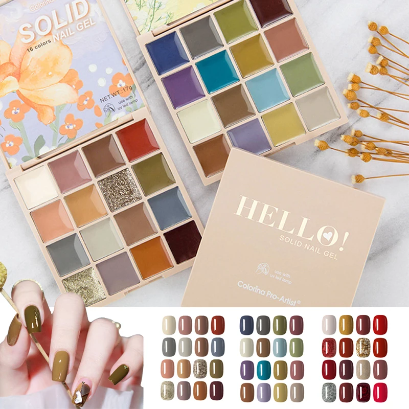 Mud-Gel-Nail-Polish-Gel-Paint-Nail-Kit-Solid-Nail-Gel-Palette-16-Colors ...