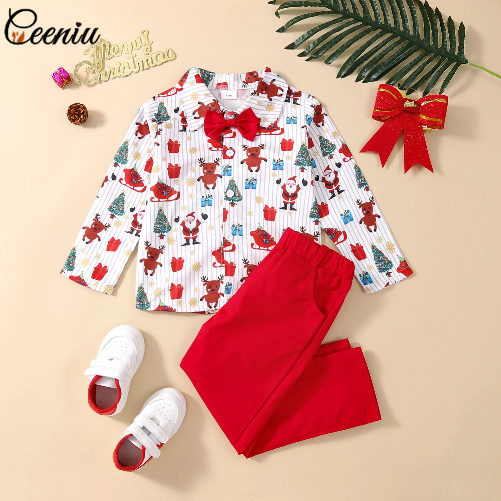 Ceeniu-Kids-Jongens-Kerst-Outfit-Sets-Kerst-Print-Shirt-Rode-Broek ...