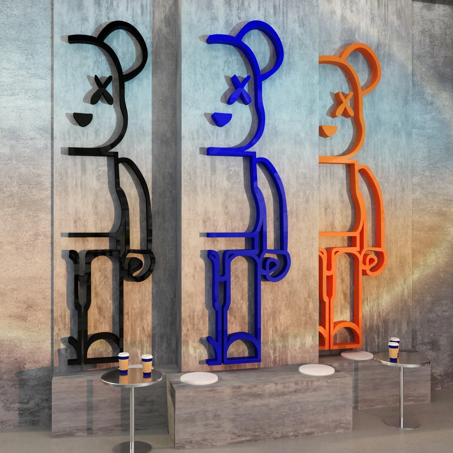 DIY Bearbrick Wall Sticker Y2k Bear Brick Acrylic Mirror Wall Sticker ...