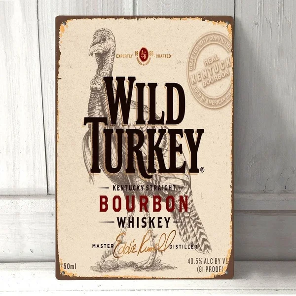 Wild-Turkey-Whiskey-Vintage-Retro-Metal-Tin-Sign-Pin-Up-Metal-Sign ...