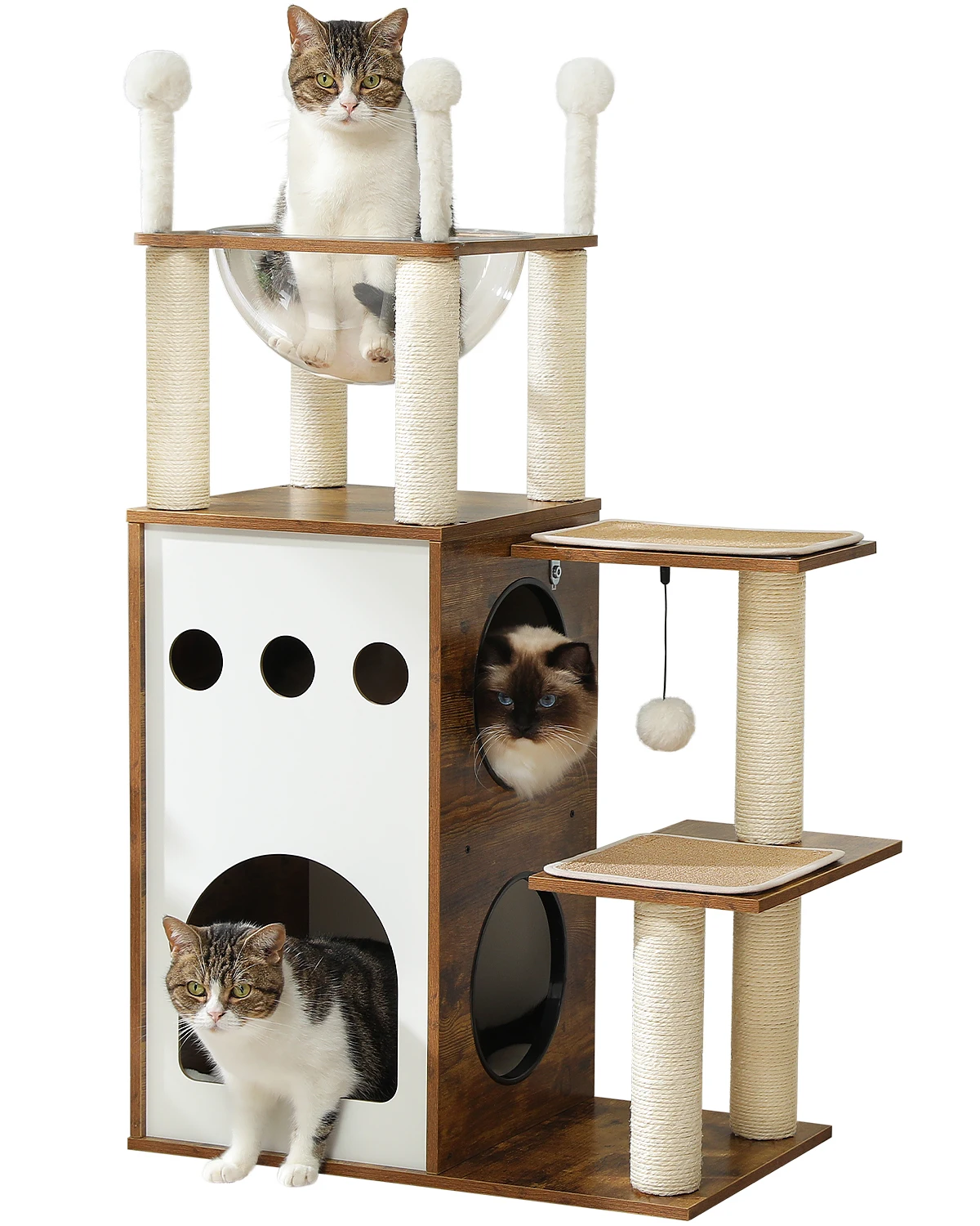 Modern-Wood-Cat-Tree-for-Indoor-Cat-Tower-Heavy-Duty-with-Scratch-Post ...