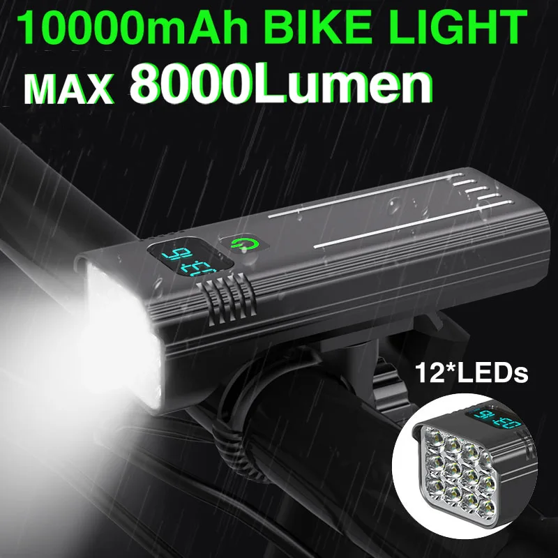 12-LED-Bike-Light-8000-Lumens-USB-Chargeable-Aluminum-MTB-Bicycle-Light ...