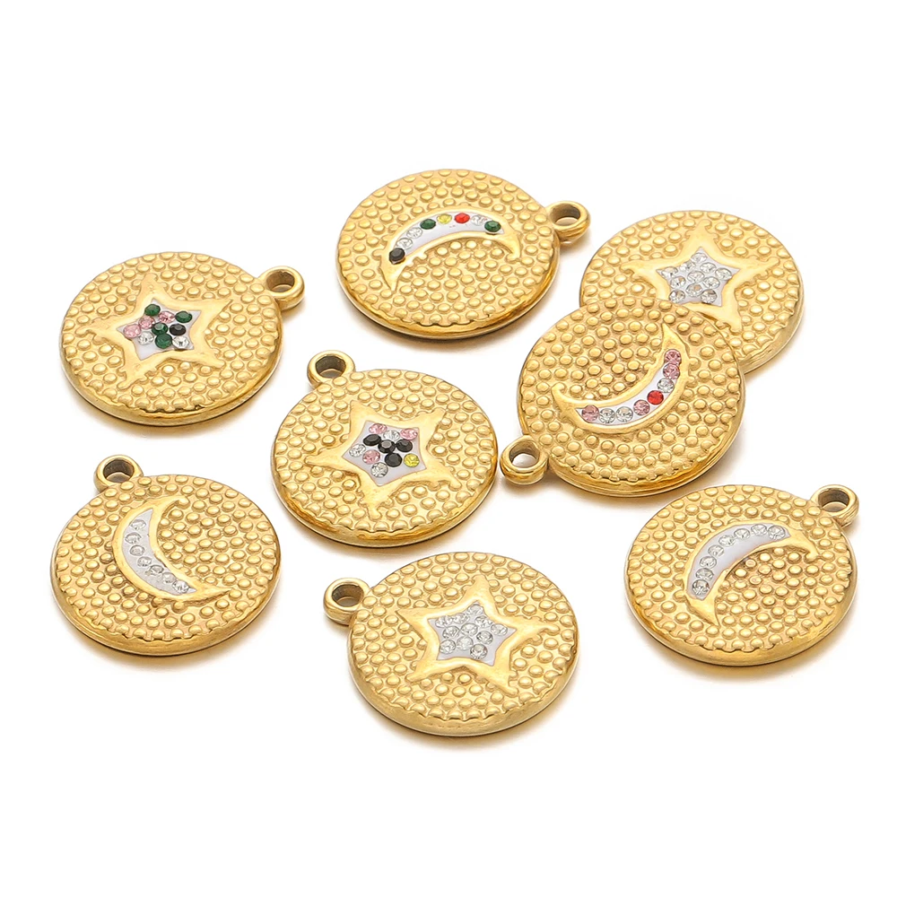 5pcs-Stainless-Steel-Moon-Zircon-Star-Charms-Enamel-Pendant-for-DIY ...